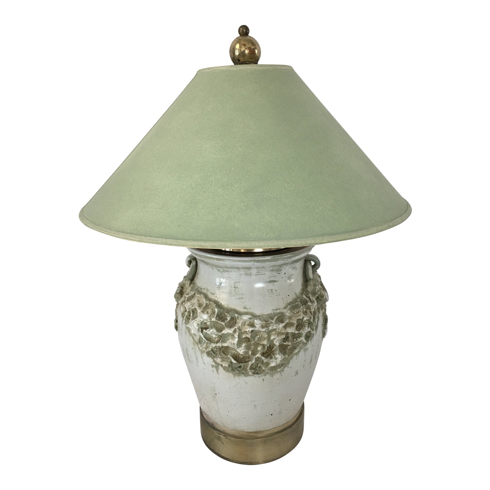 Hand Thrown Vintage Pottery Lamp & Shade | Chairish