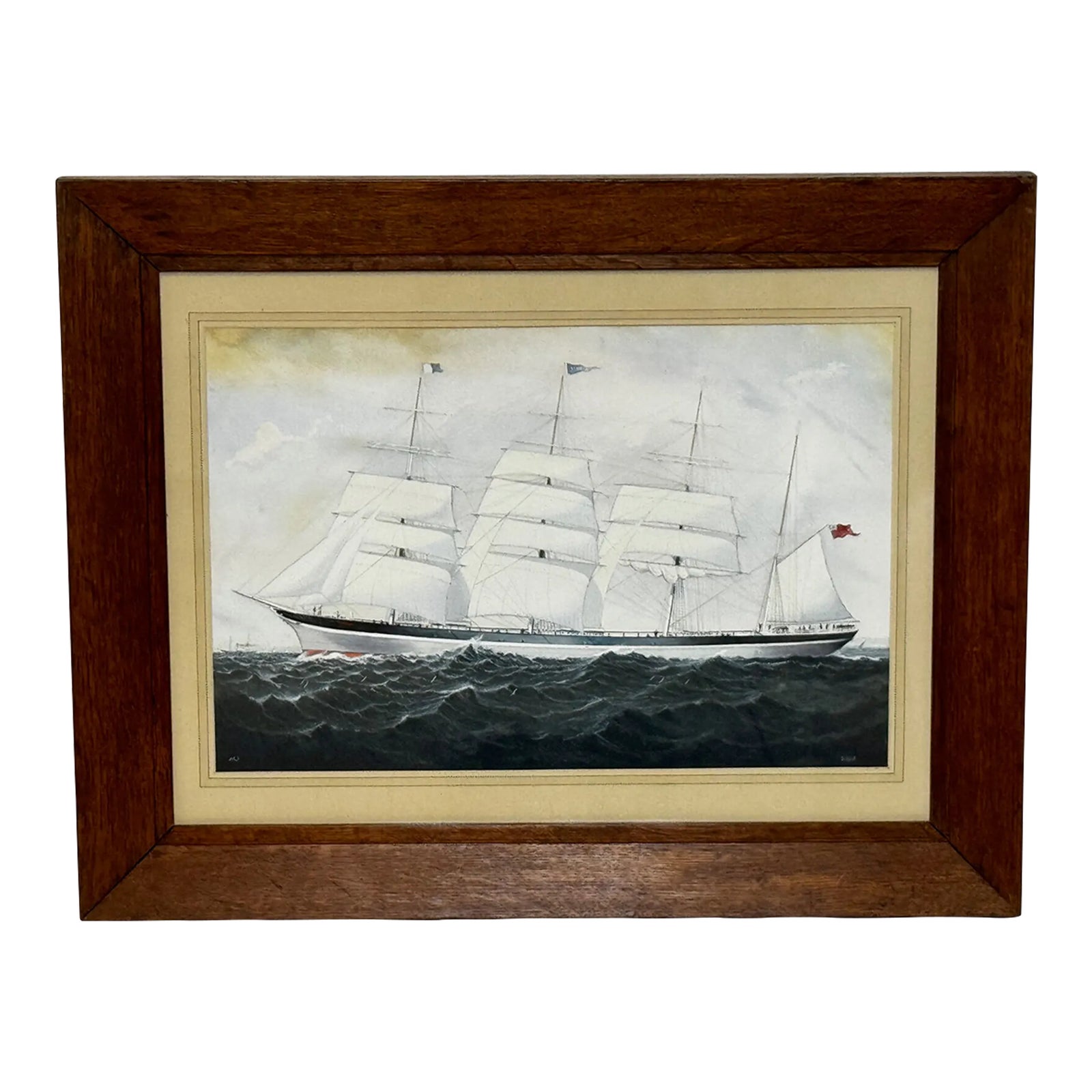 Victorian Seascape Painting Brocklebank Line Four Masted Barque Steel ...