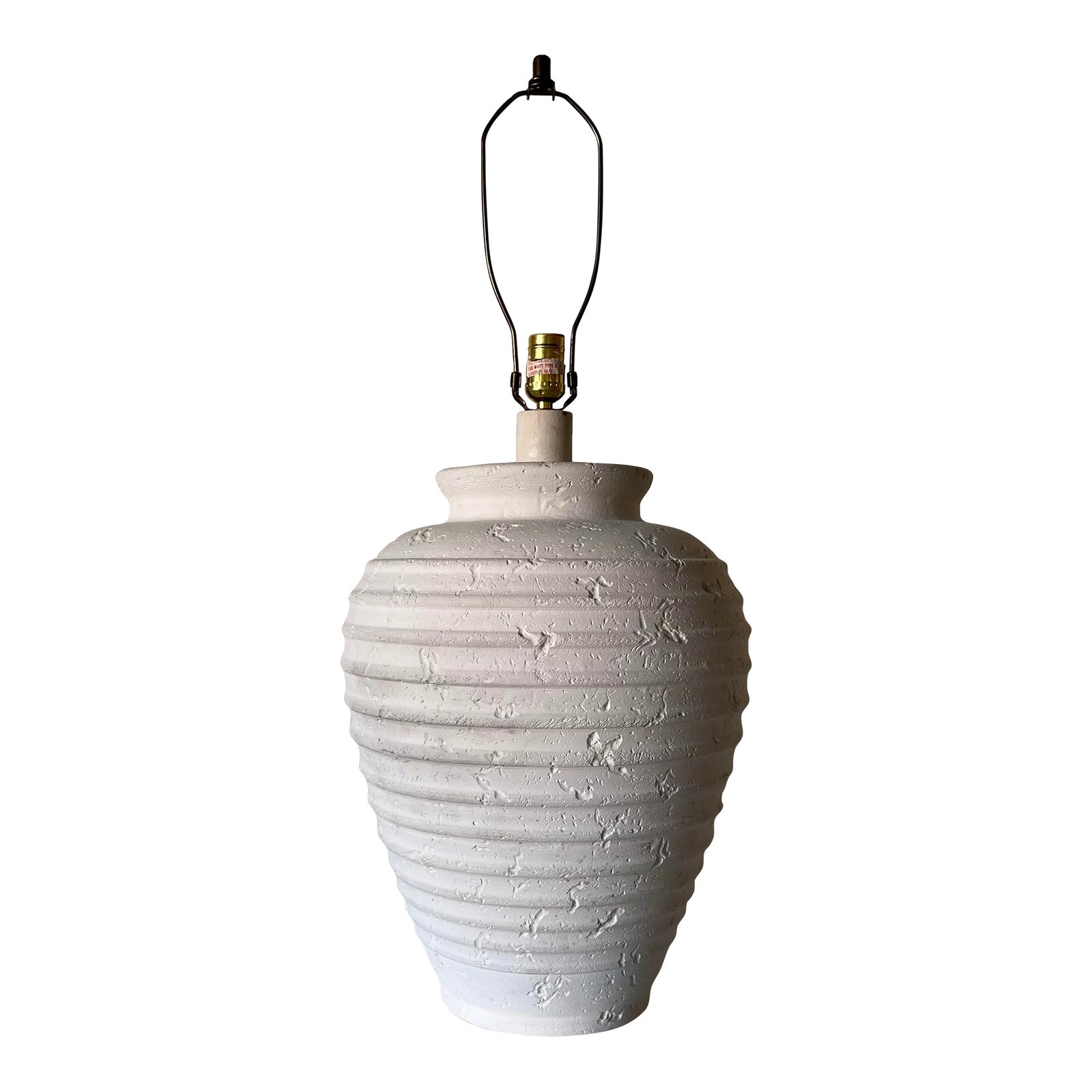 Vintage Organic Ribbed Texture Plaster Table Lamp | Chairish