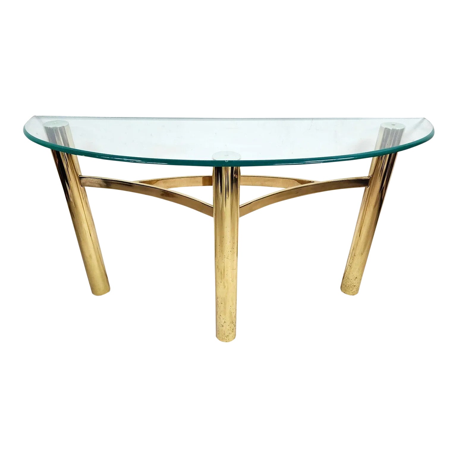MCM Tubular Brass Console Table Vintage | Chairish