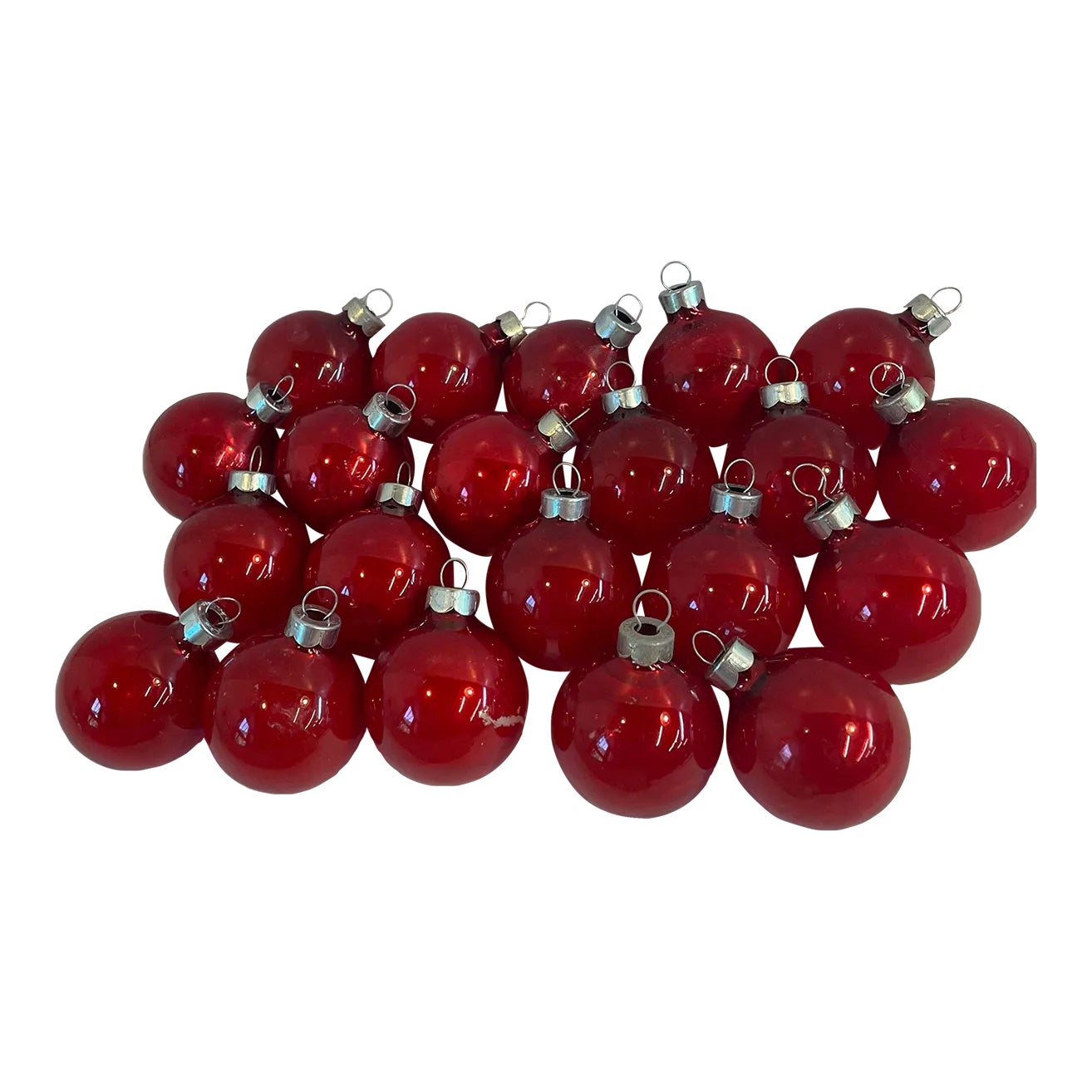 Vintage Red Glass Ball Ornaments - Set of 21 | Chairish