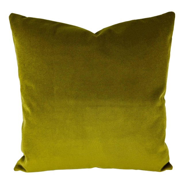 Solid Dark Citron Green Velvet Pillow Cover | Chairish