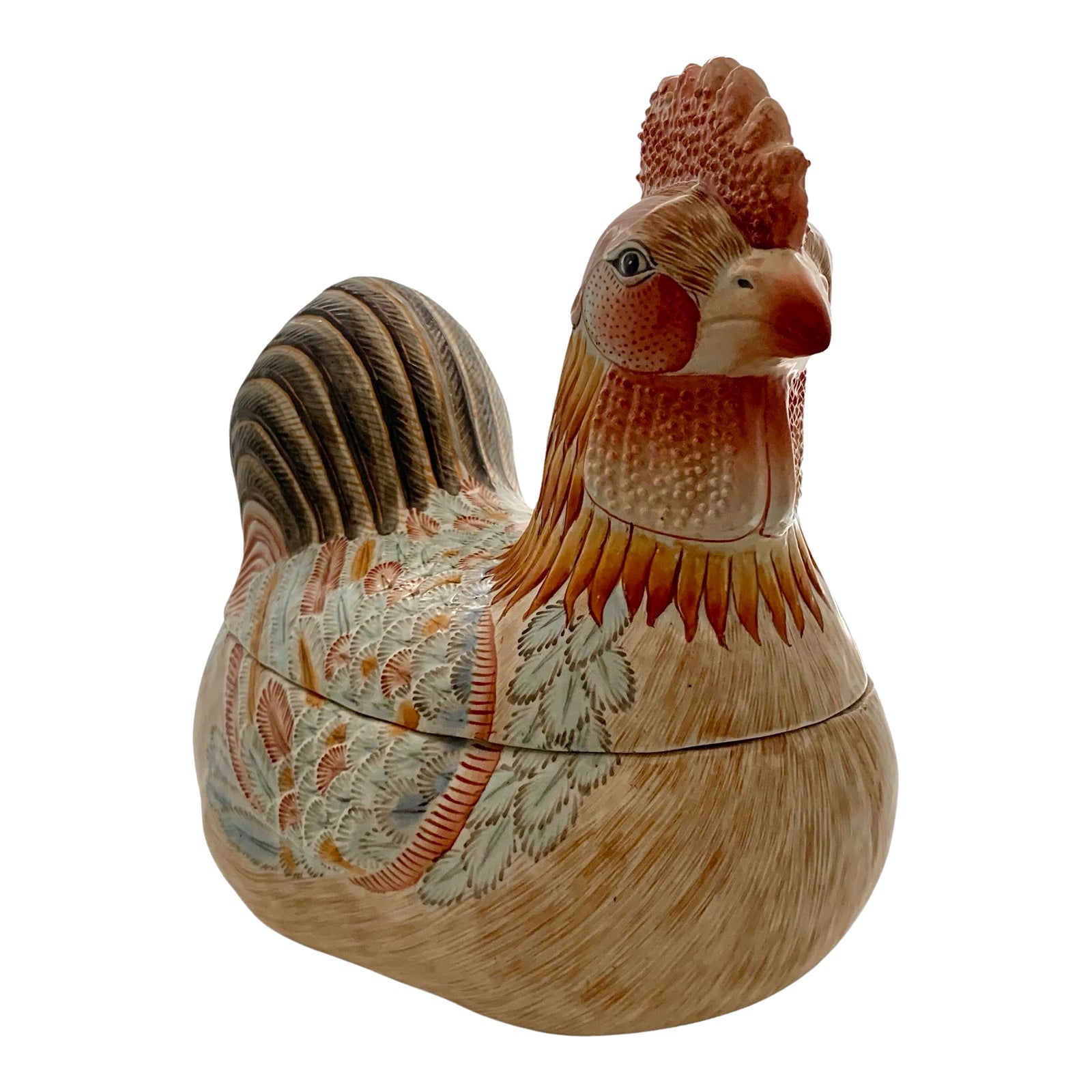 Late 20th Century Chicken Lidded Bowl Ceramic Rooster Tureen | Chairish