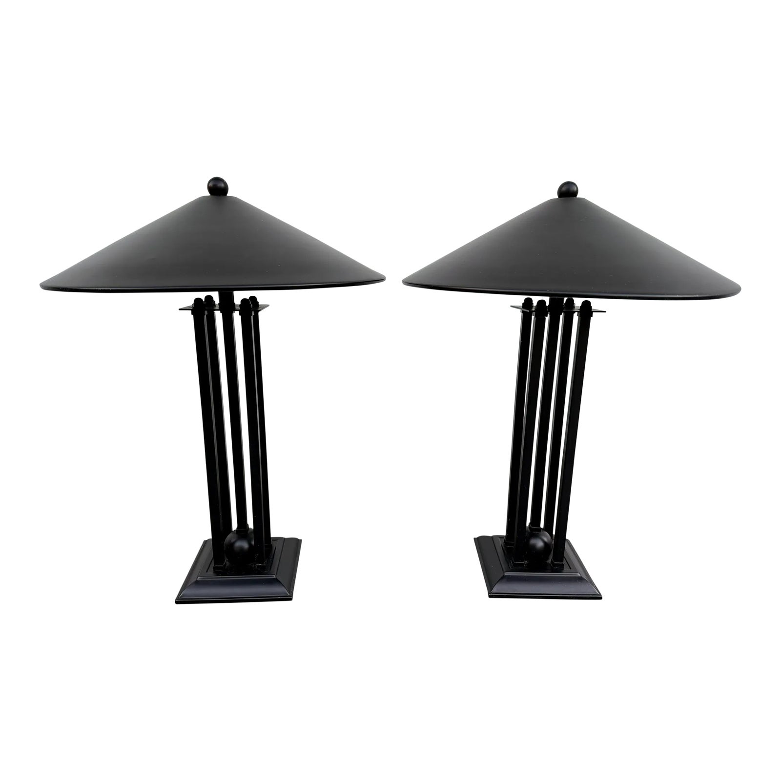 Postmodern Four Post Cone Lamps- Pair | Chairish