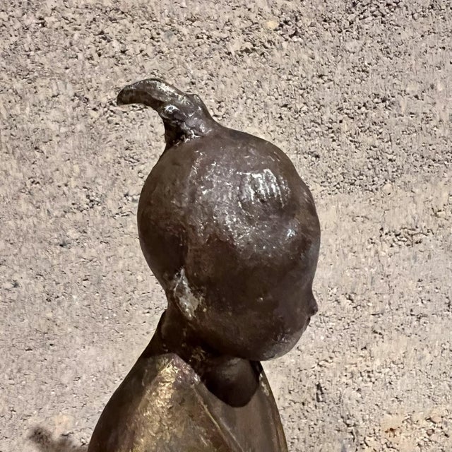 1960s Okimono Figurine Selflessness Child Gilded Cast Iron | Chairish