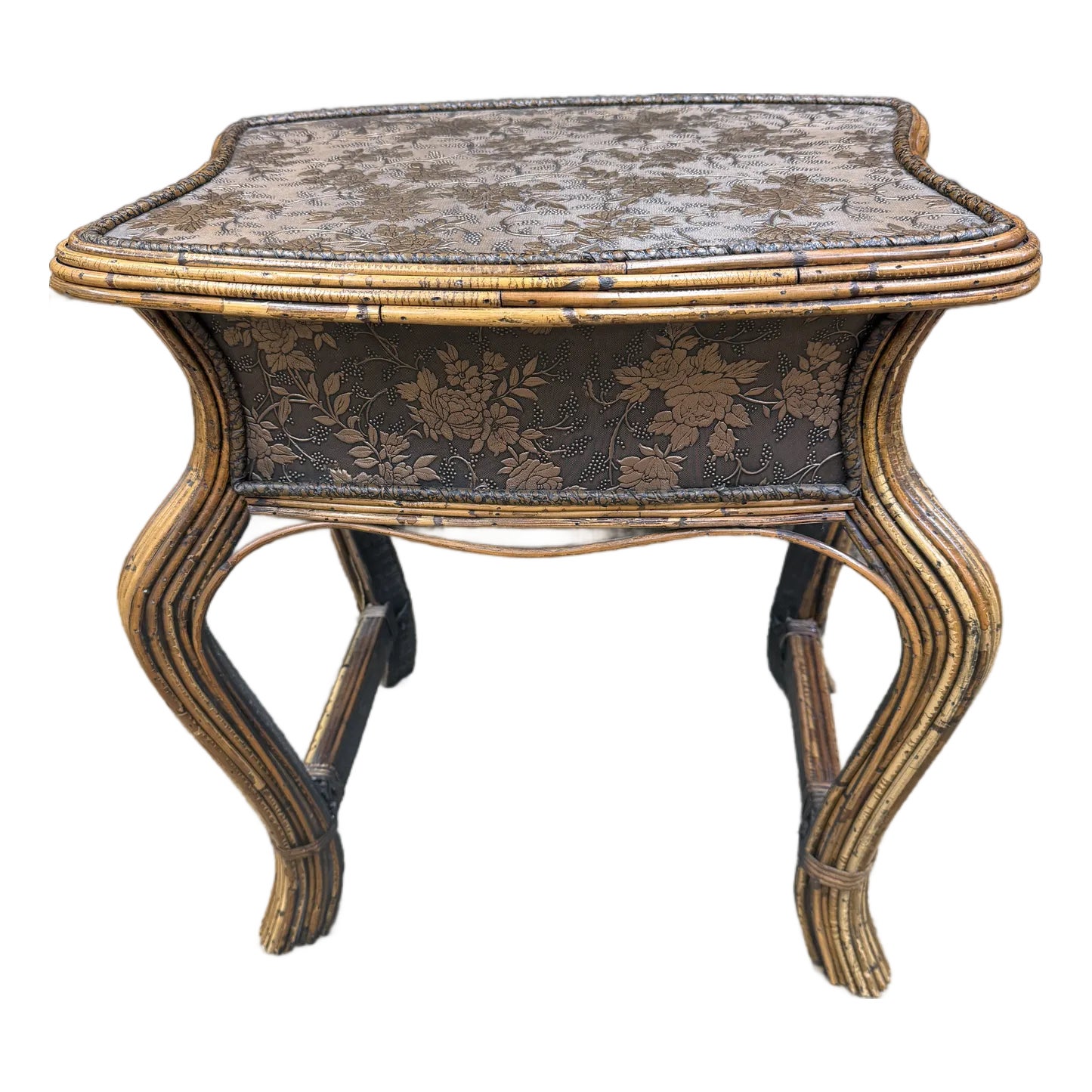 1960s Vintage Pencil Reed Side Table With Embossed Surface and ...