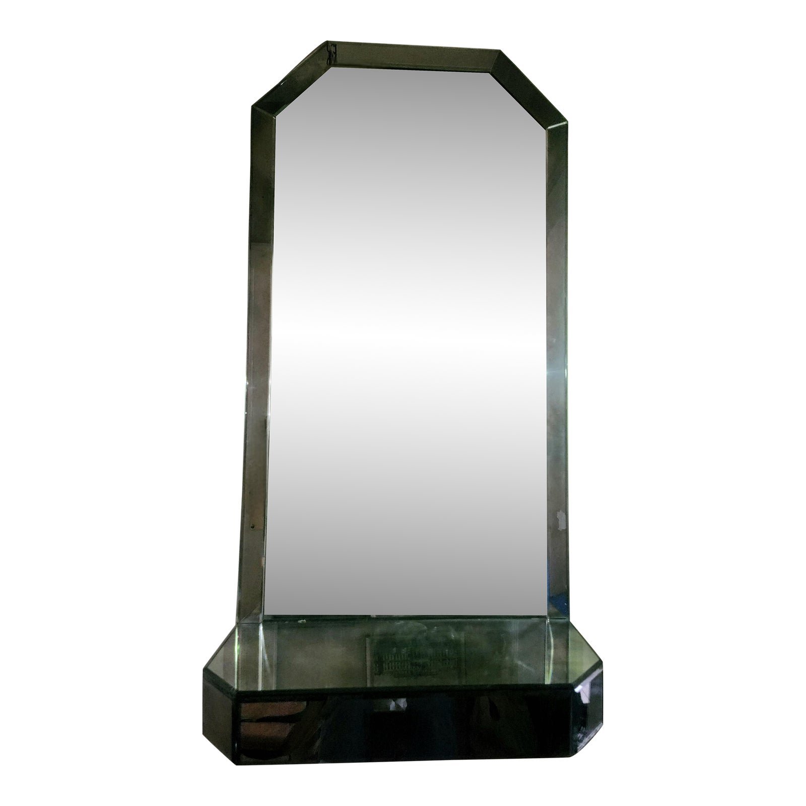 1960s Sutton Glass Silver Wall Mirror With Console Shelf and Mirrored ...