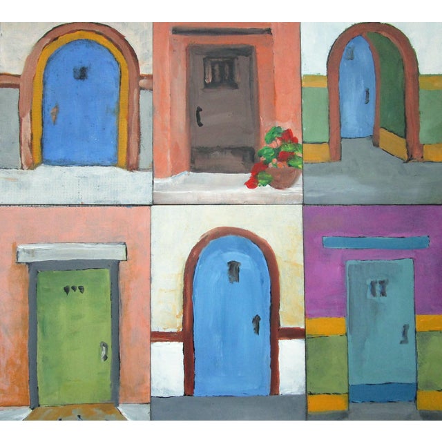 Six Small Doors 4x6 Lynne French Gallery Wall Oil Paintings | Chairish