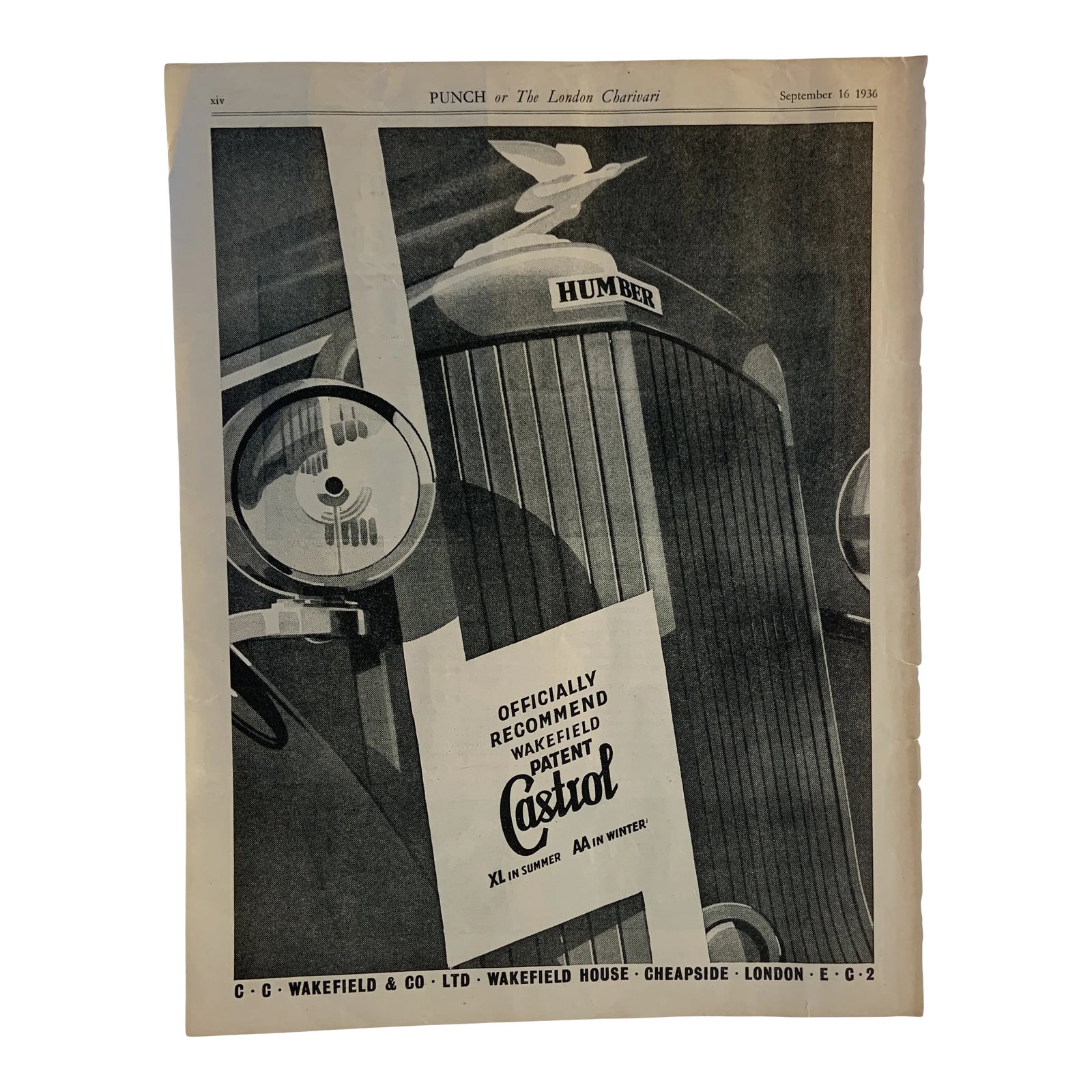 1936 Humber Ad Punch Magazine Print | Chairish