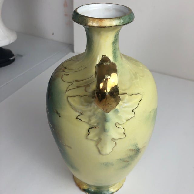Royal Sax German Hand Painted Portrait Vase With Double Handle | Chairish