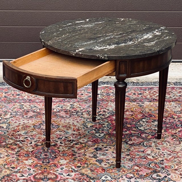 Vintage Drexel French Louis XVI Round Side Table With Marble Top ...