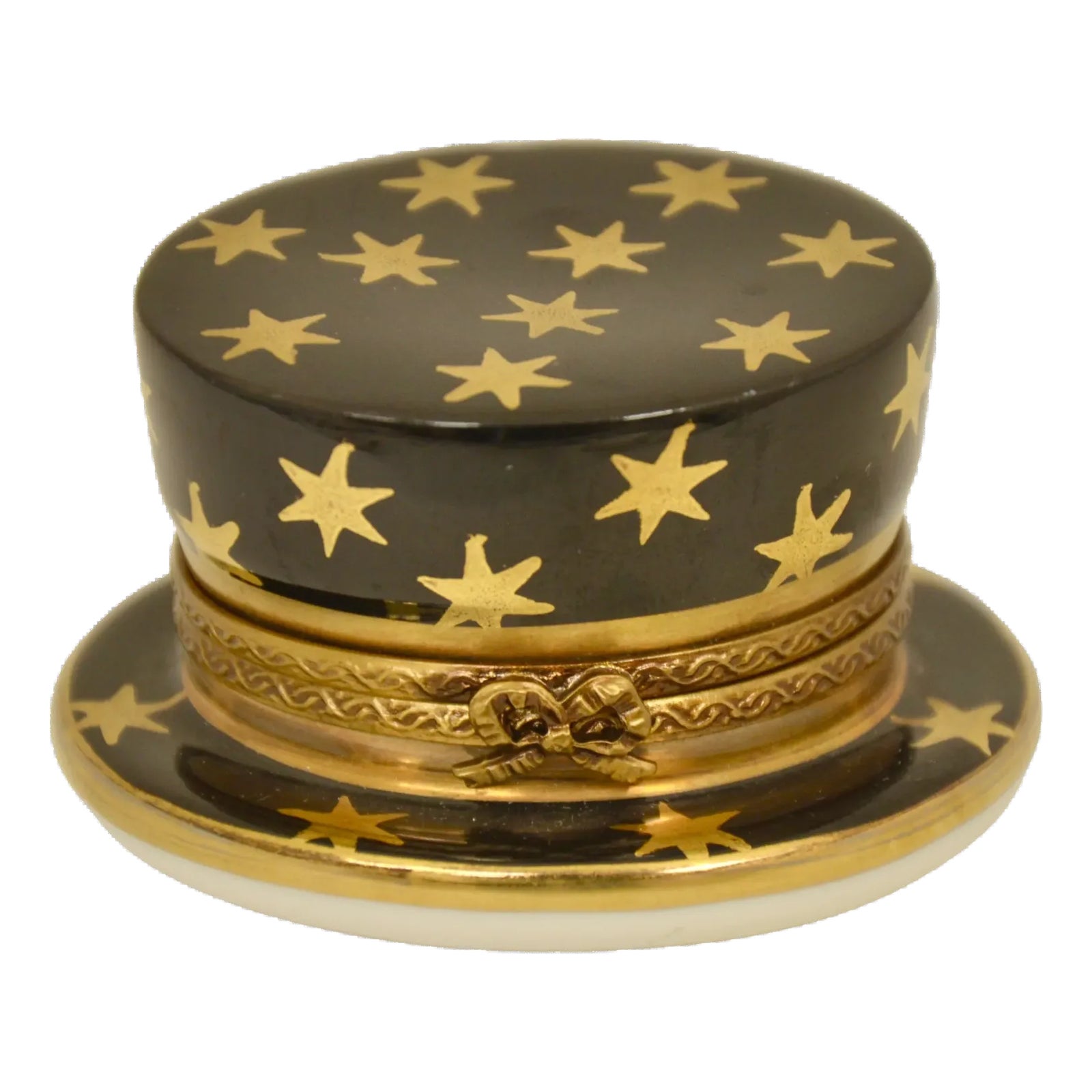 Limoges Starry Top Hat Accent Trinket Box | Chairish