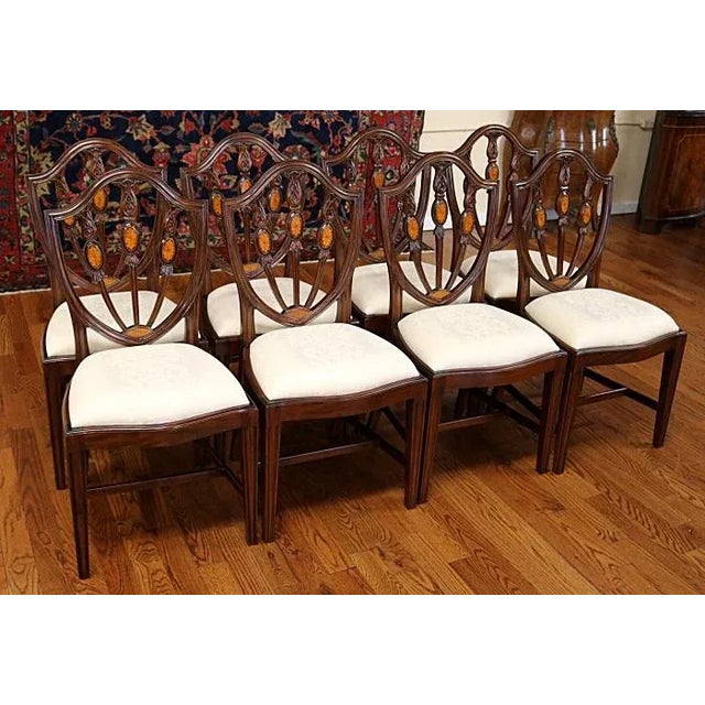 Set of 10 Mahogany Satinwood Inlaid Baltimore Federal Style Dining ...
