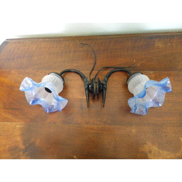 Vintage Wall Lights with Opaline Glass, 1970s, Set of 2 | Chairish