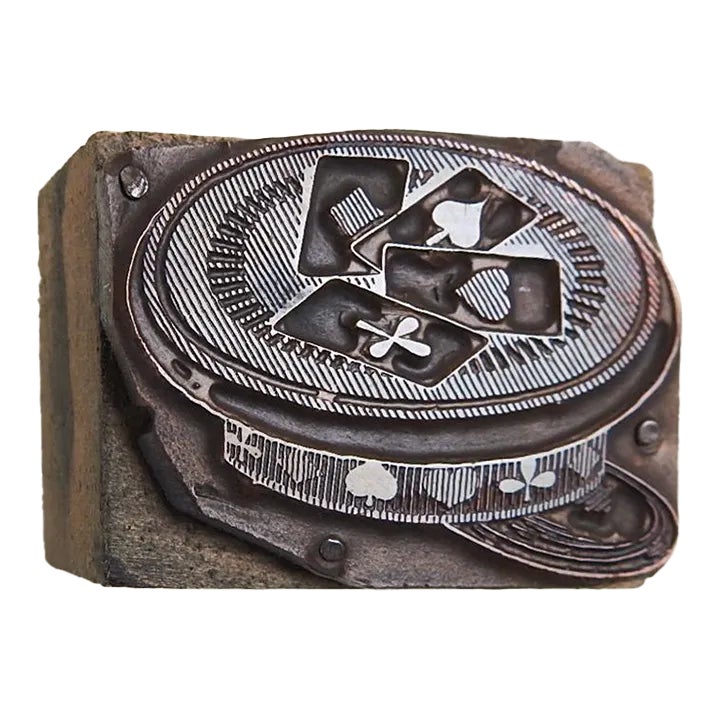 Antique Copper Playing Card Suit Cap Letterpress Printing Block | Chairish