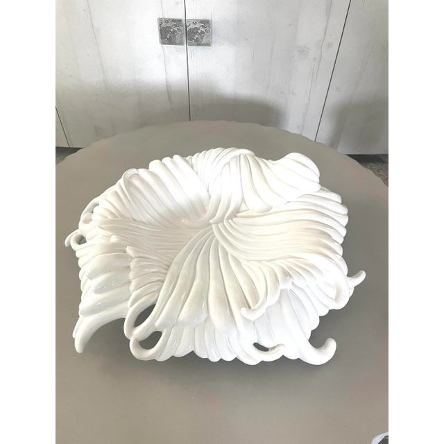 Vintage Artex International Large White Italian Ceramic Charger | Chairish