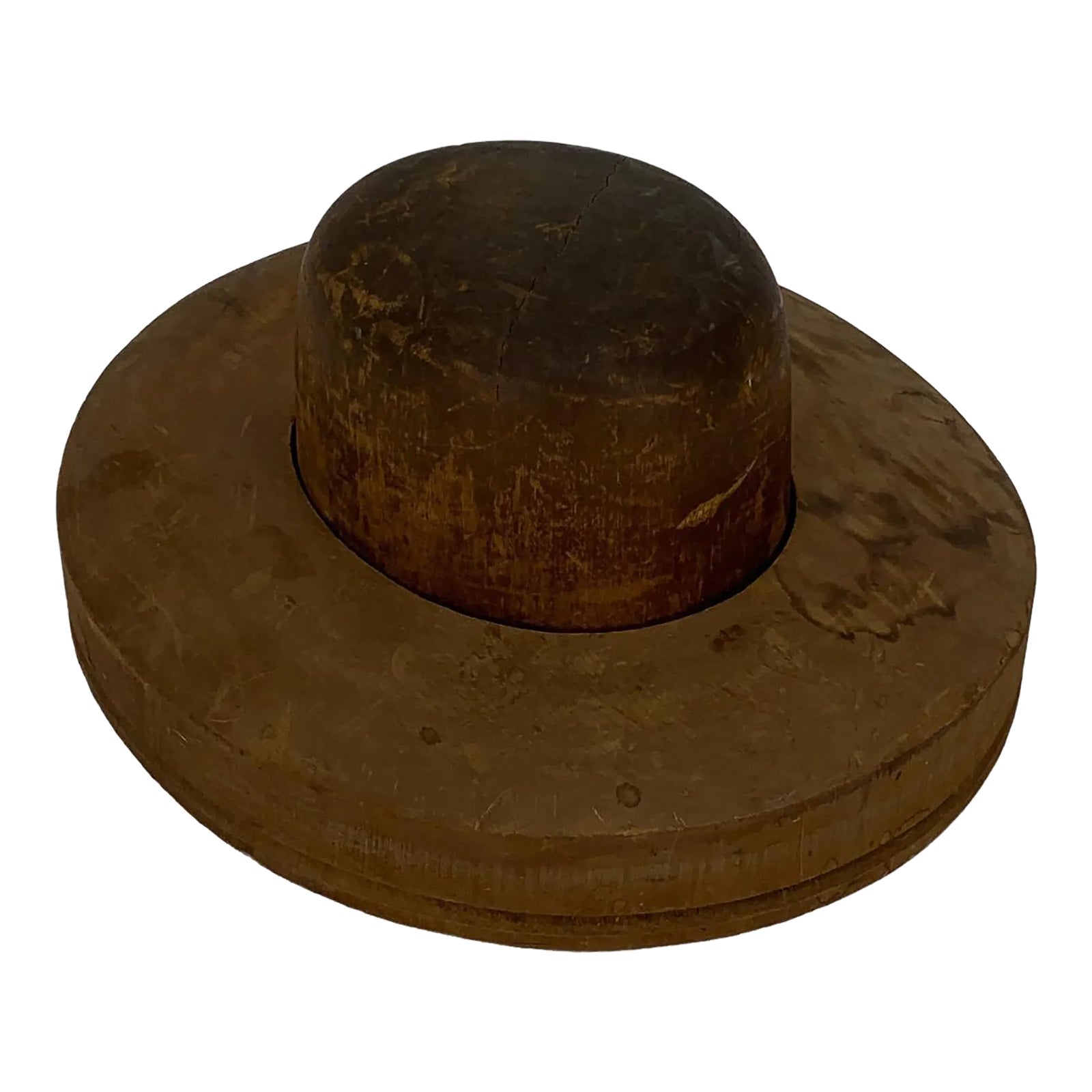 Antique Solid Wood 2 Parts Hat From - A Pair | Chairish