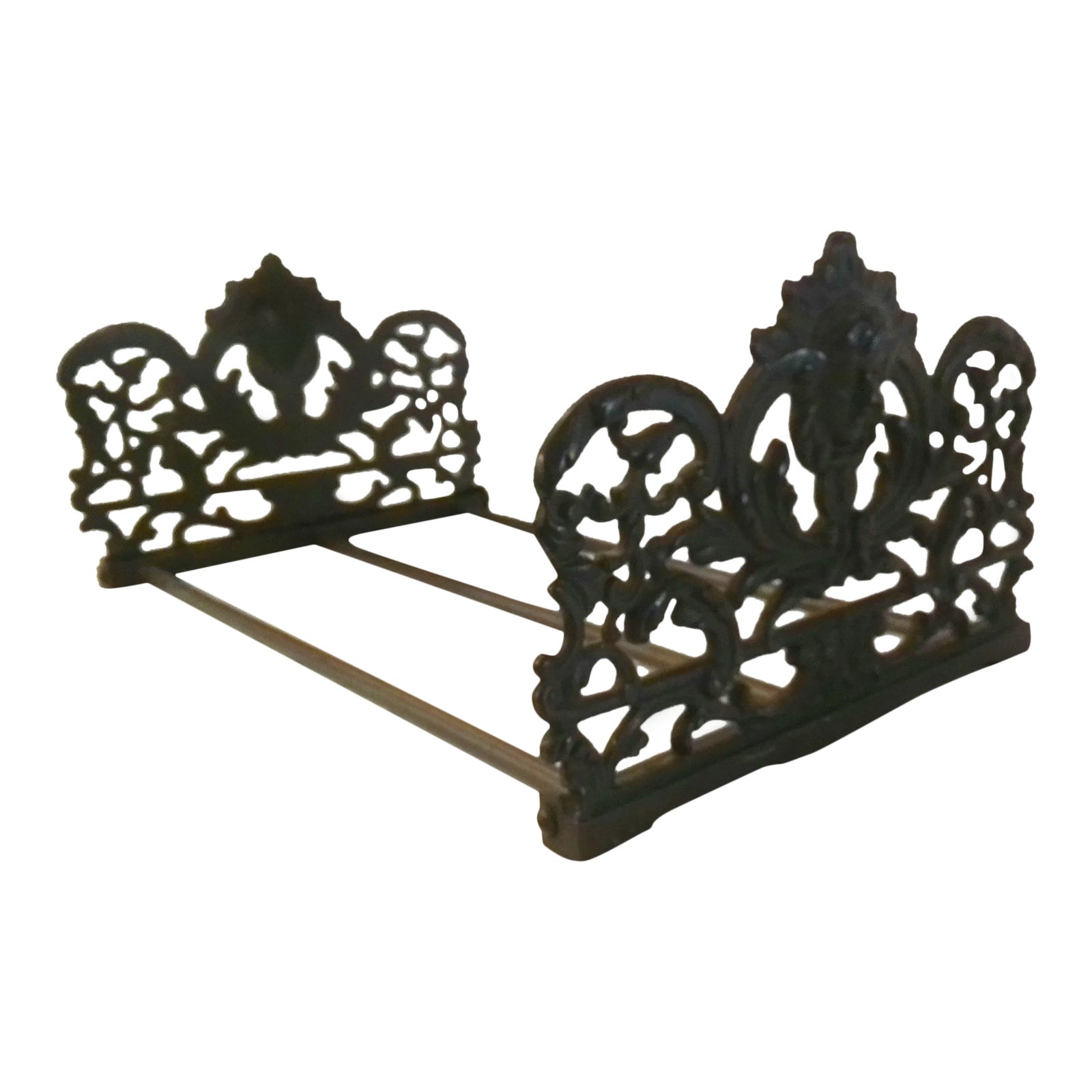 Early 20th Century Art Nouveau Cast Iron Expandable Book Rack | Chairish