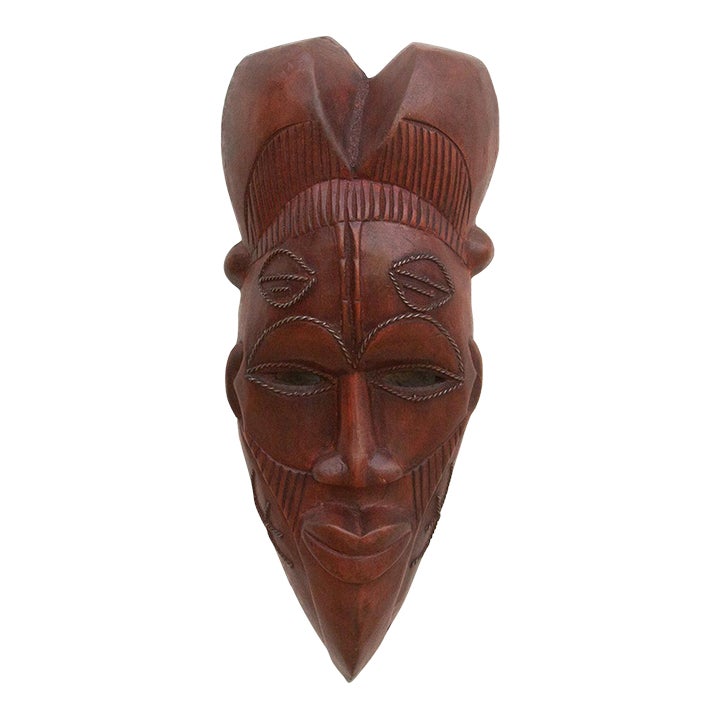 Elongated Face Carved African Mask | Chairish