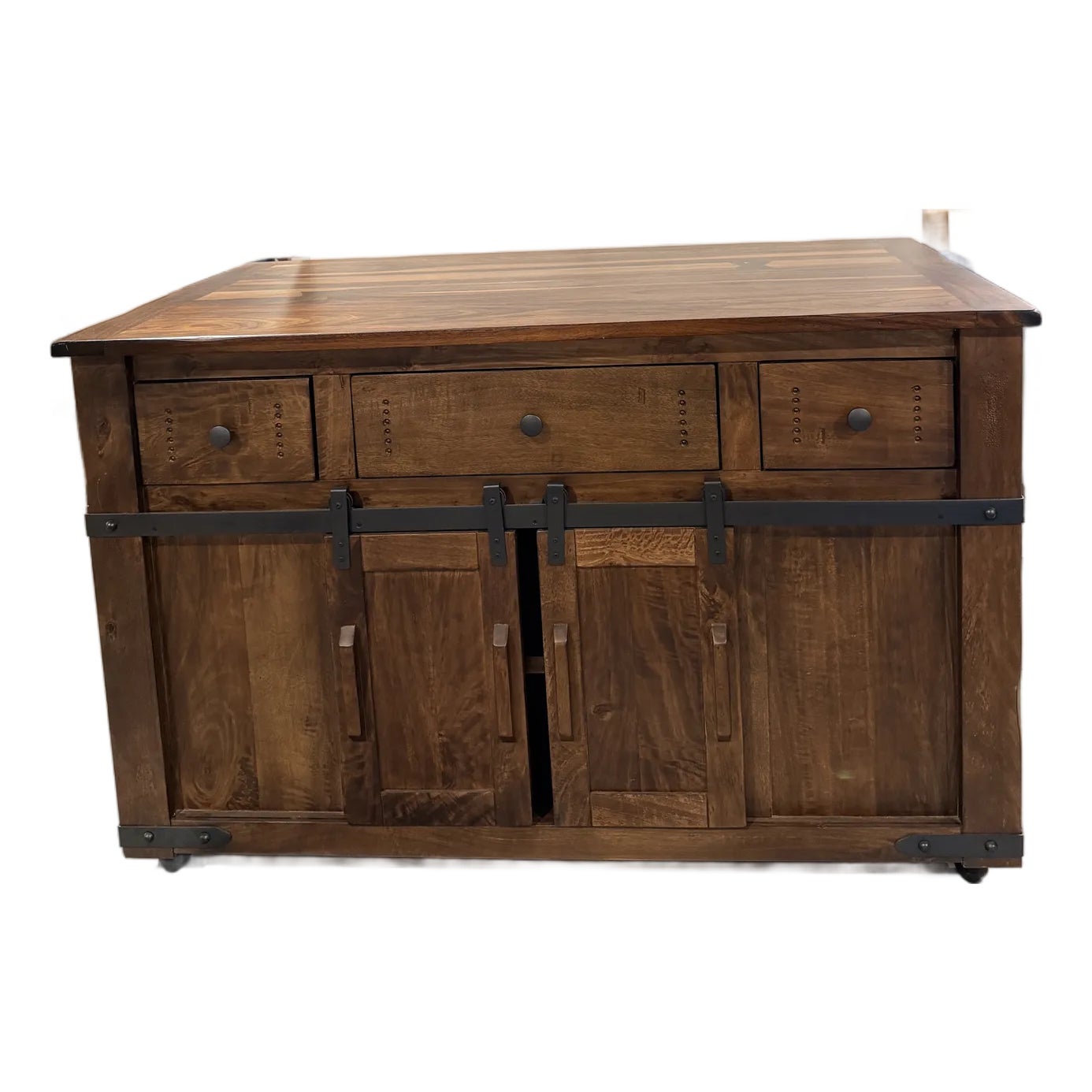 Parota Wood Sliding Door Kitchen Island | Chairish