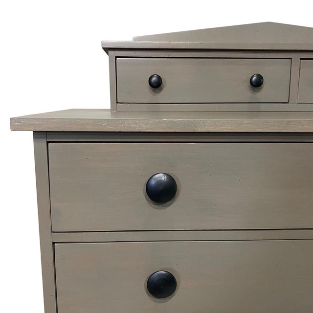 Vintage Lane Dresser Chest of 6 Drawers Painted Greige Gray & Black ...