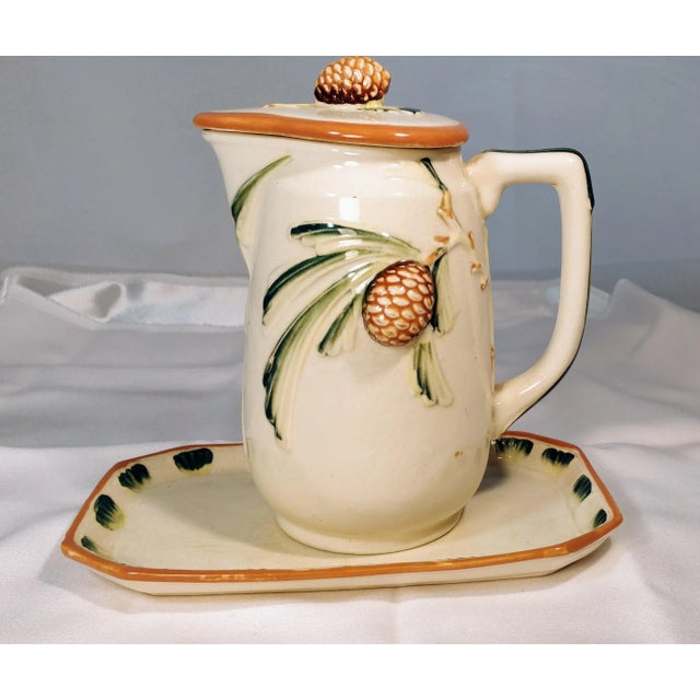 Vintage Pine Cone Pottery Pitchers Platter Creamer Serveware | Chairish