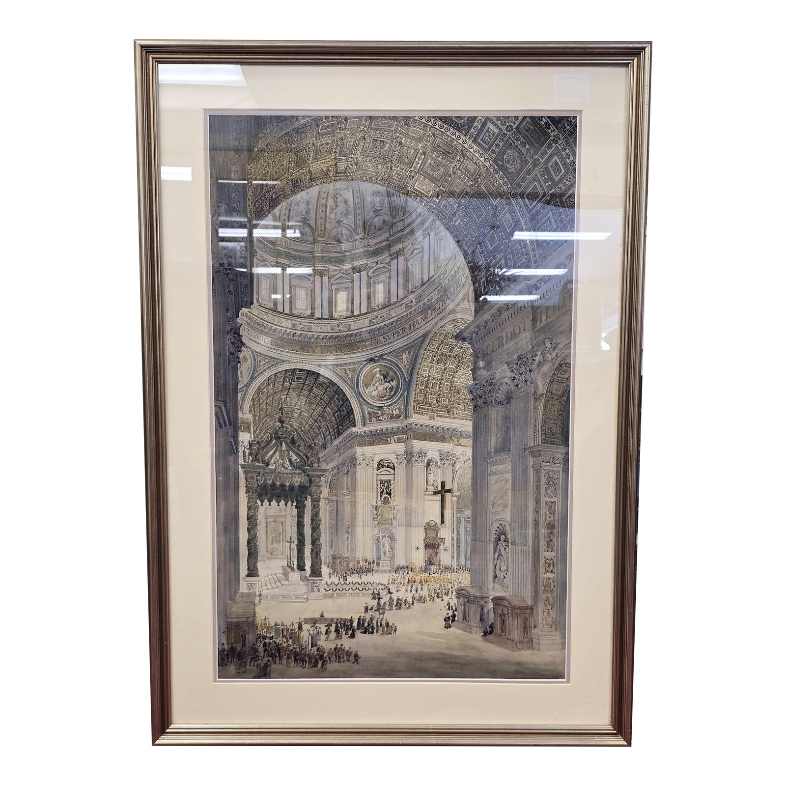 Huge 1898 Spectacular Watercolor Painting of St.Peter's Basilical ...