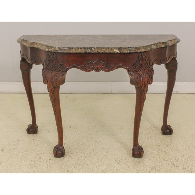 Henkel Harris Marble Top Claw Foot Mahogany Console Table | Chairish