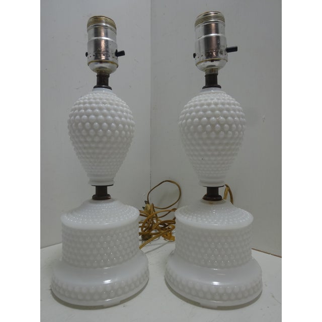 Fenton Hobnail Milk Glass Table Lamps A Pair Chairish