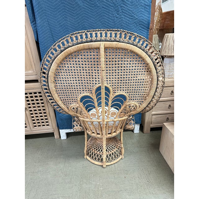 Natural Tribal Peacock Rattan Chair | Chairish