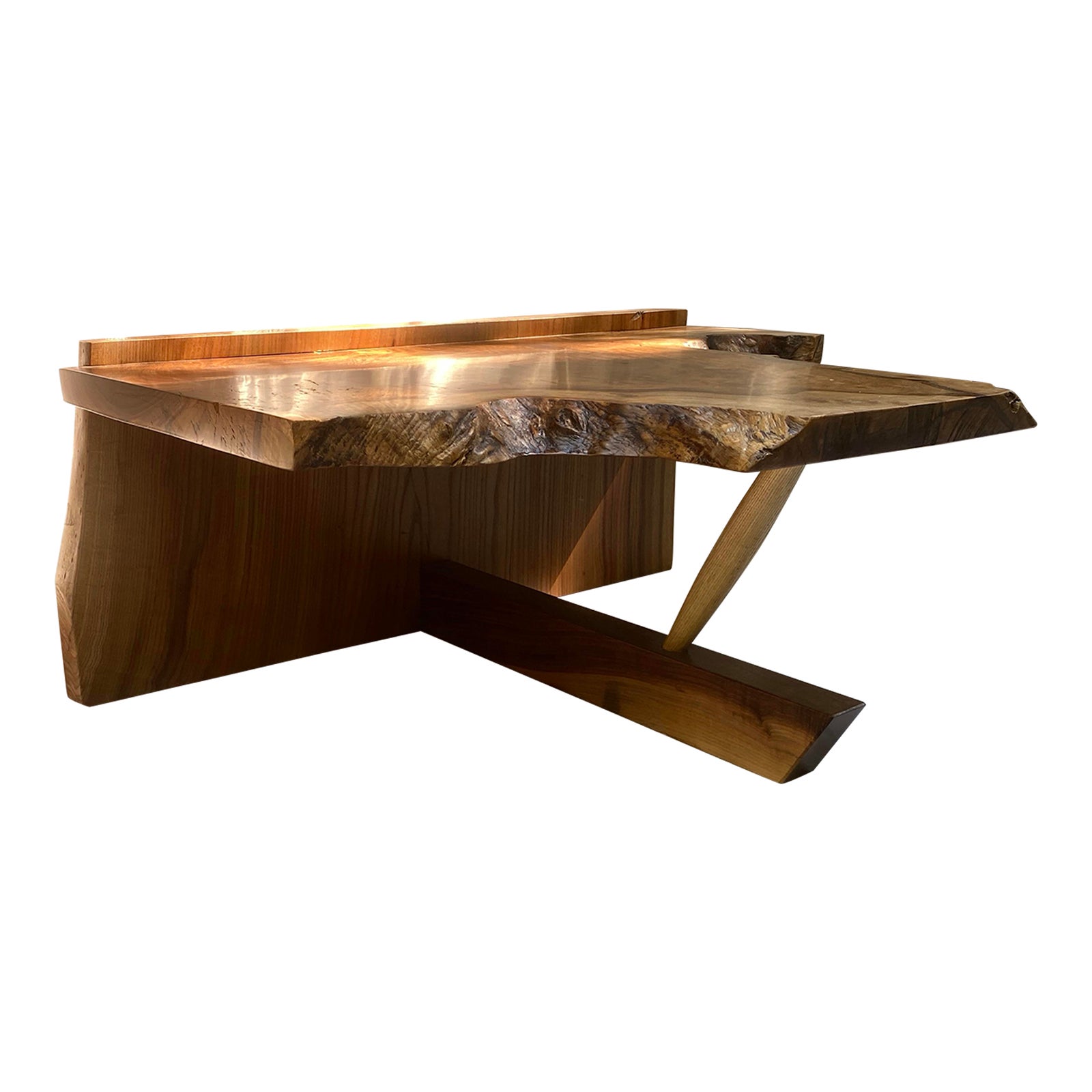 George Nakashima Inspired Claro Walnut and English Elm Coffee Table ...