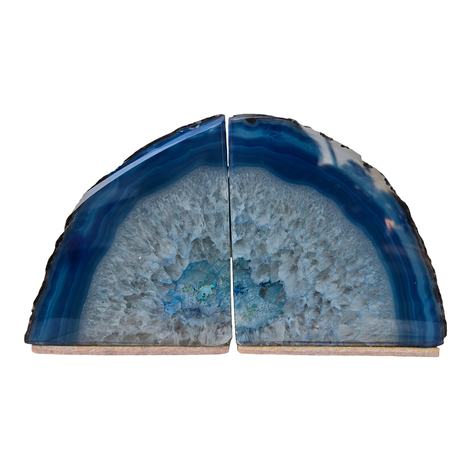 Pair of Sky Blue Agate Geode Bookends, Circa 1980s | Chairish
