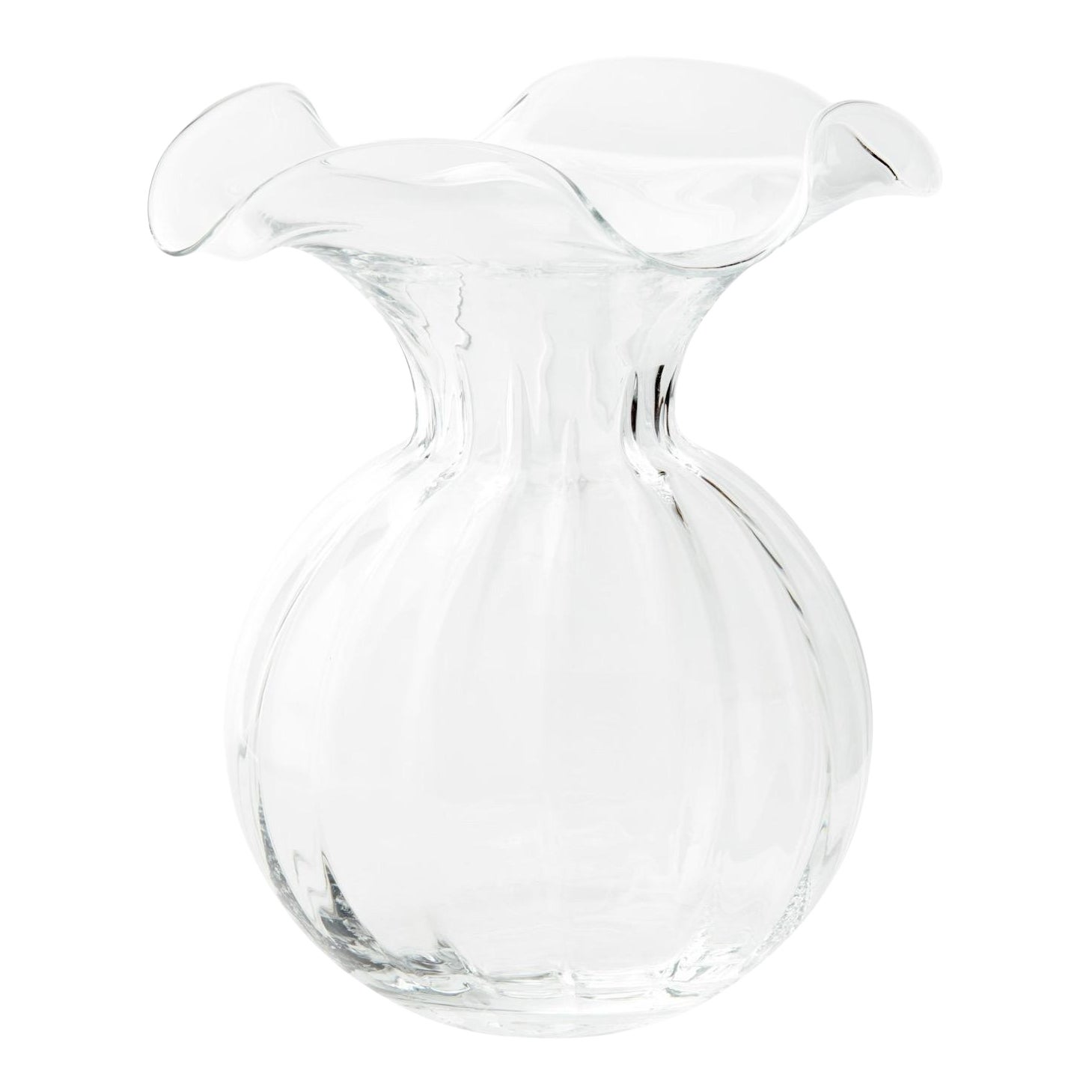 VIETRI Hibiscus Glass Clear Large Fluted Vase | Chairish