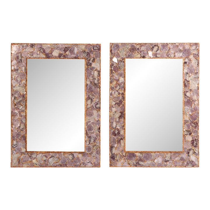 Large Pair of Lilac Mica and Gilt Resin Statement Mirrors, in the ...