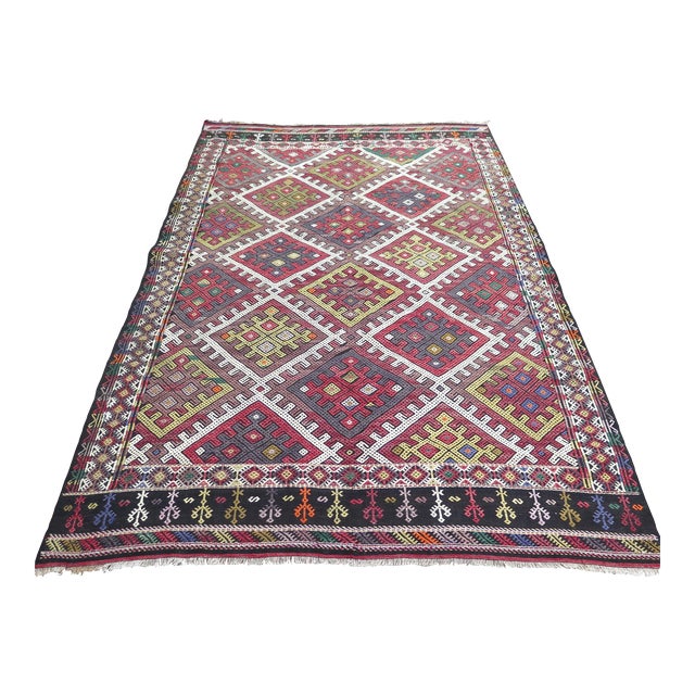 Mid 20th Century Vintage Multicolor Turkish Handmade Boho Kilim Area ...