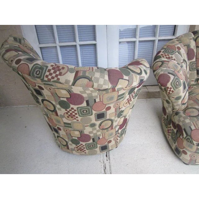 1990s Vintage Scalloped Asymmetrical Lounge Chairs - Set of 2 | Chairish