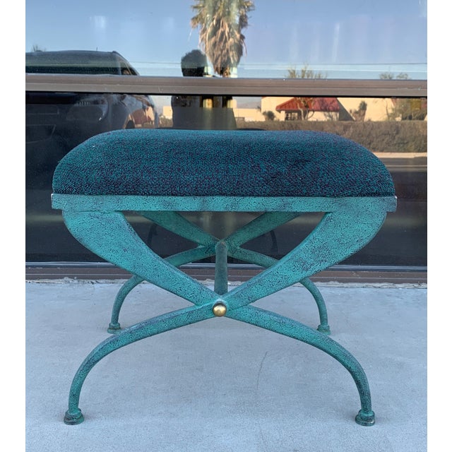 Verdigris Color Iron Vintage Bench in Vintage Italian Modernist Style ...