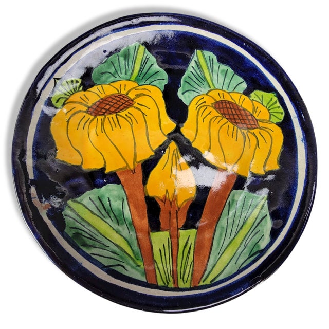 Mexican Handcrafted Pottery Plates Fruit Design Set of 3 | Chairish