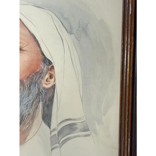 Vintage Original Sol Schreibman Jewish Rabbi Man Watercolor Painting ...