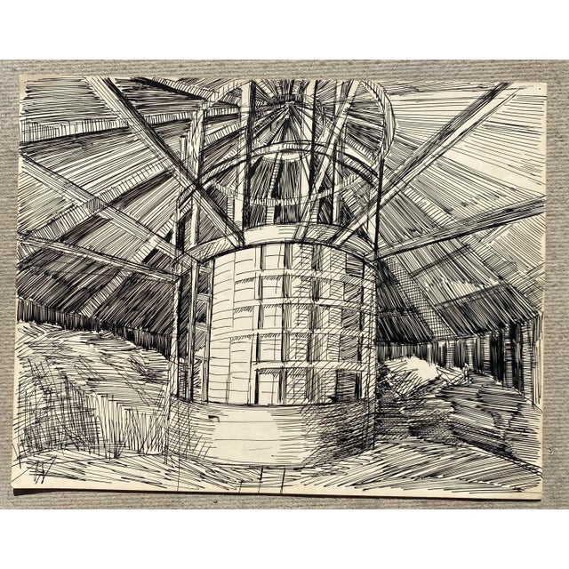 1960s Frank Wallace Round Barn Vermont Drawing | Chairish