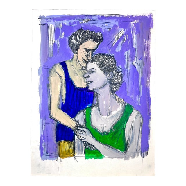 1960s Modernist Figural Portrait Painting by Achi Sullo | Chairish