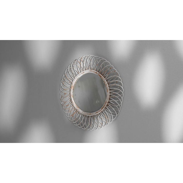 20th Century French Wood White Patinated Mirror | Chairish