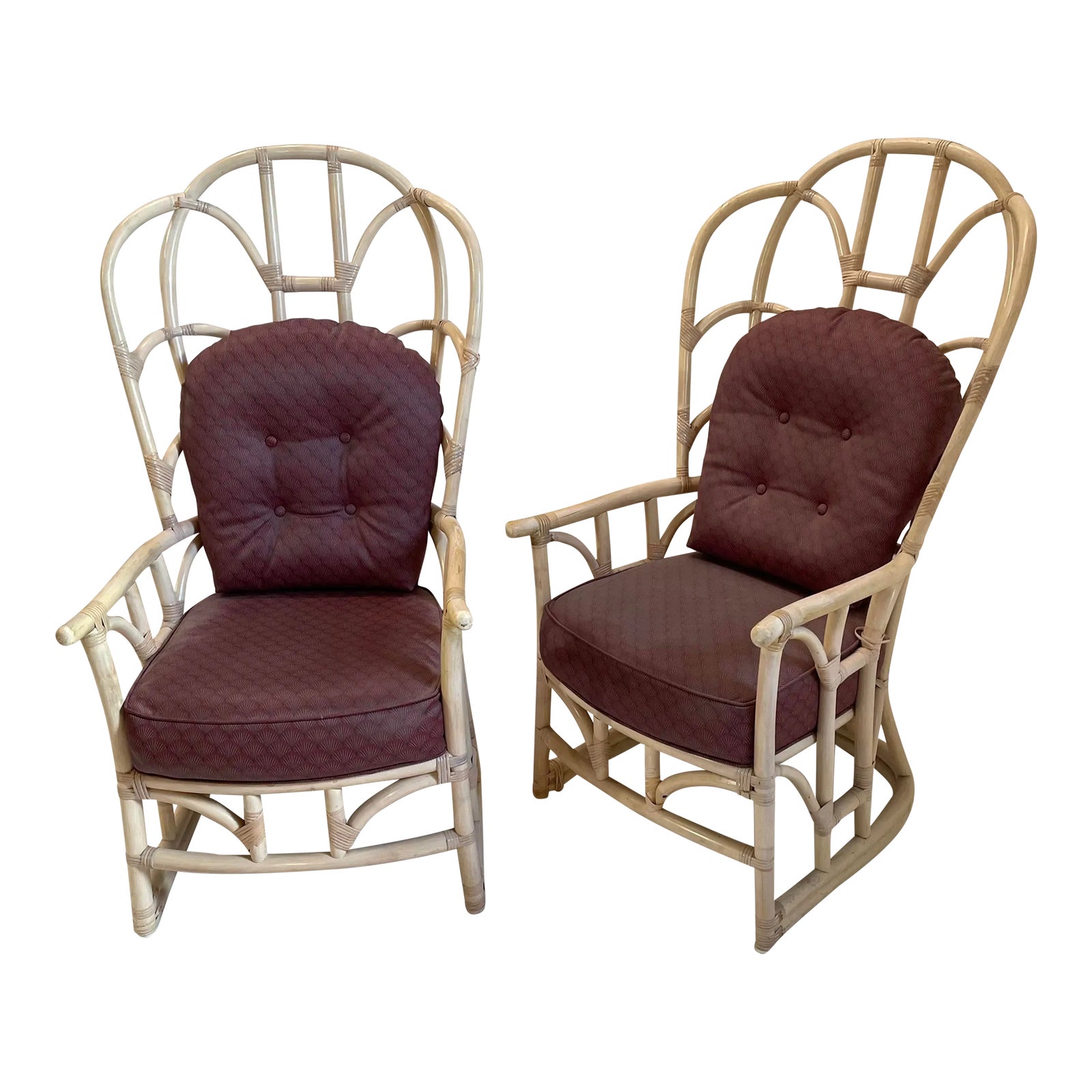 1970s Vintage Tall Back Bamboo Wing Chairs - a Pair | Chairish