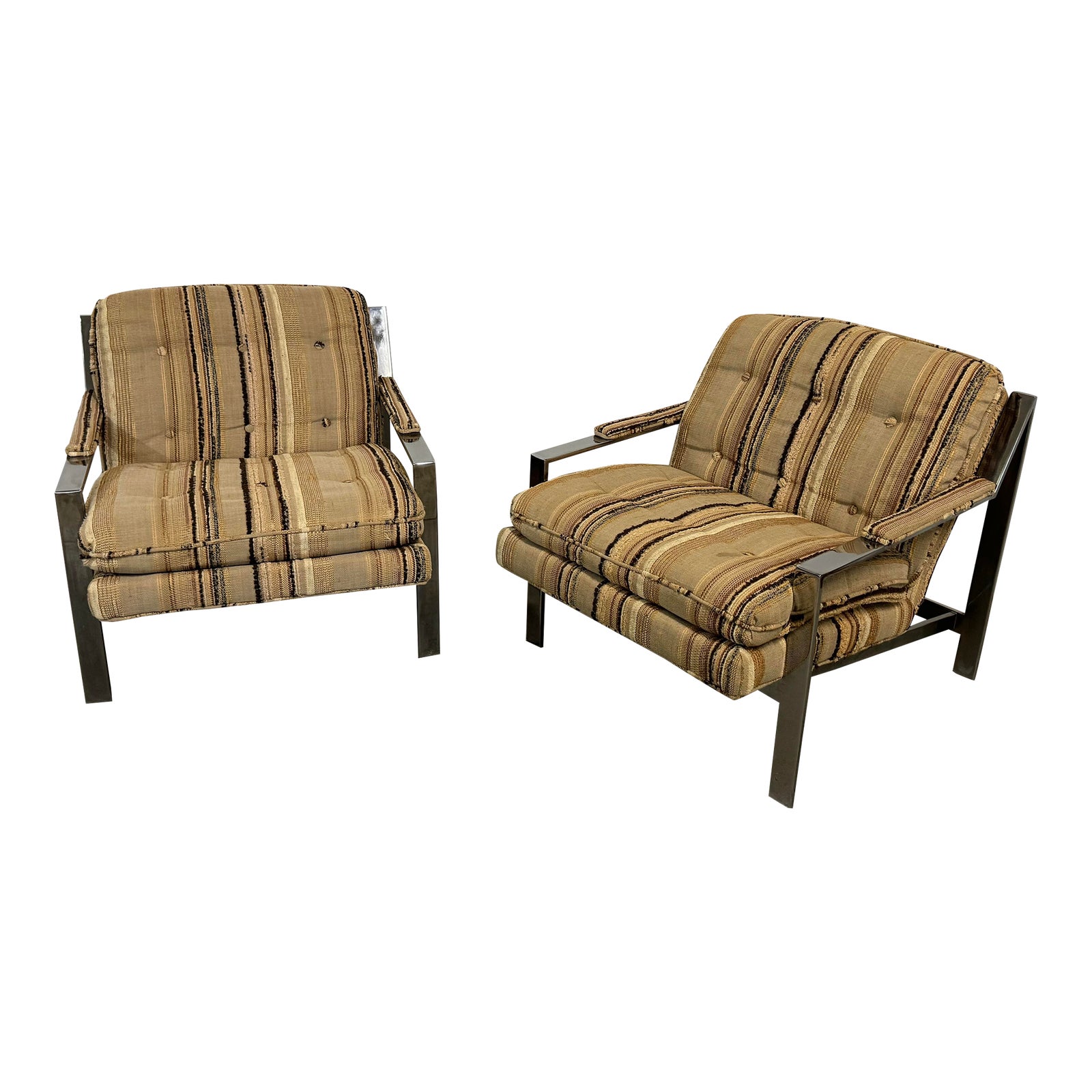 Pair of Mid-Century Modern Cy Mann Flat Bar Lounge Chairs | Chairish