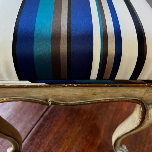 Vintage Thomas De Angelis Stool in Manuel Canovas Silk Stripe Fabric ...