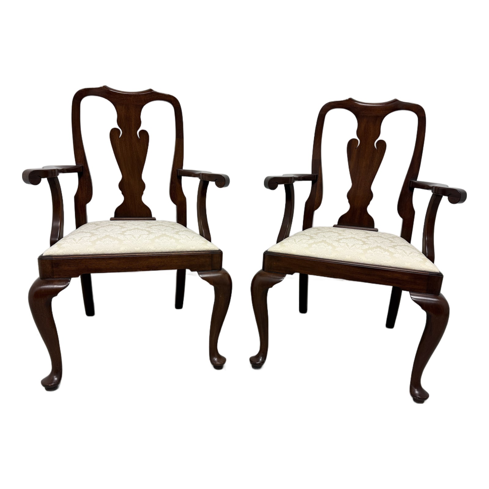 Henkel Harris 110a 29 Solid Mahogany Queen Anne Dining Armchairs - Pair ...