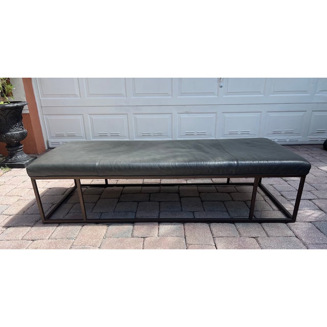 Contemporary Leather Museum Bench | Chairish