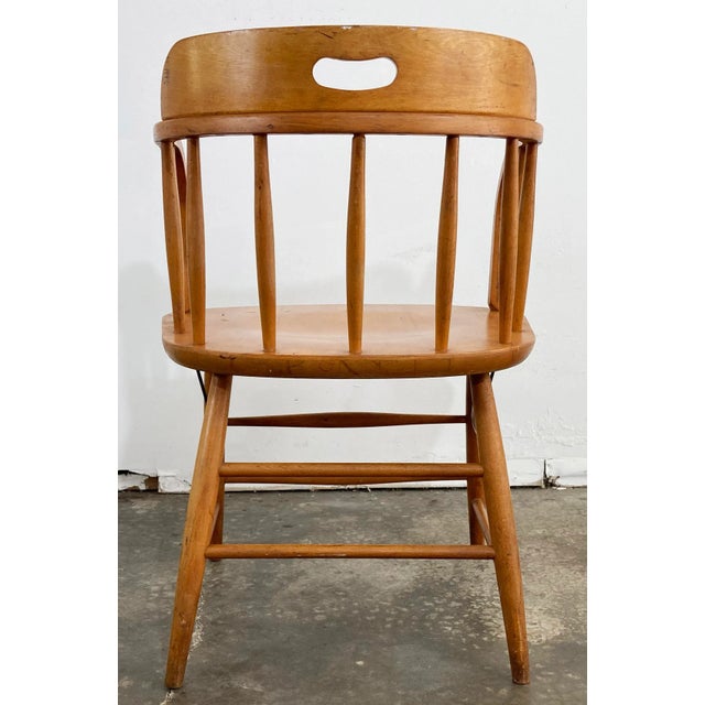 Vintage MCM Wood Banker or Saloon Style Chair | Chairish