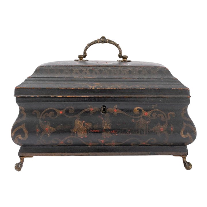 Baroque Style Japanned Tea Caddy, Late 19th Century | Chairish