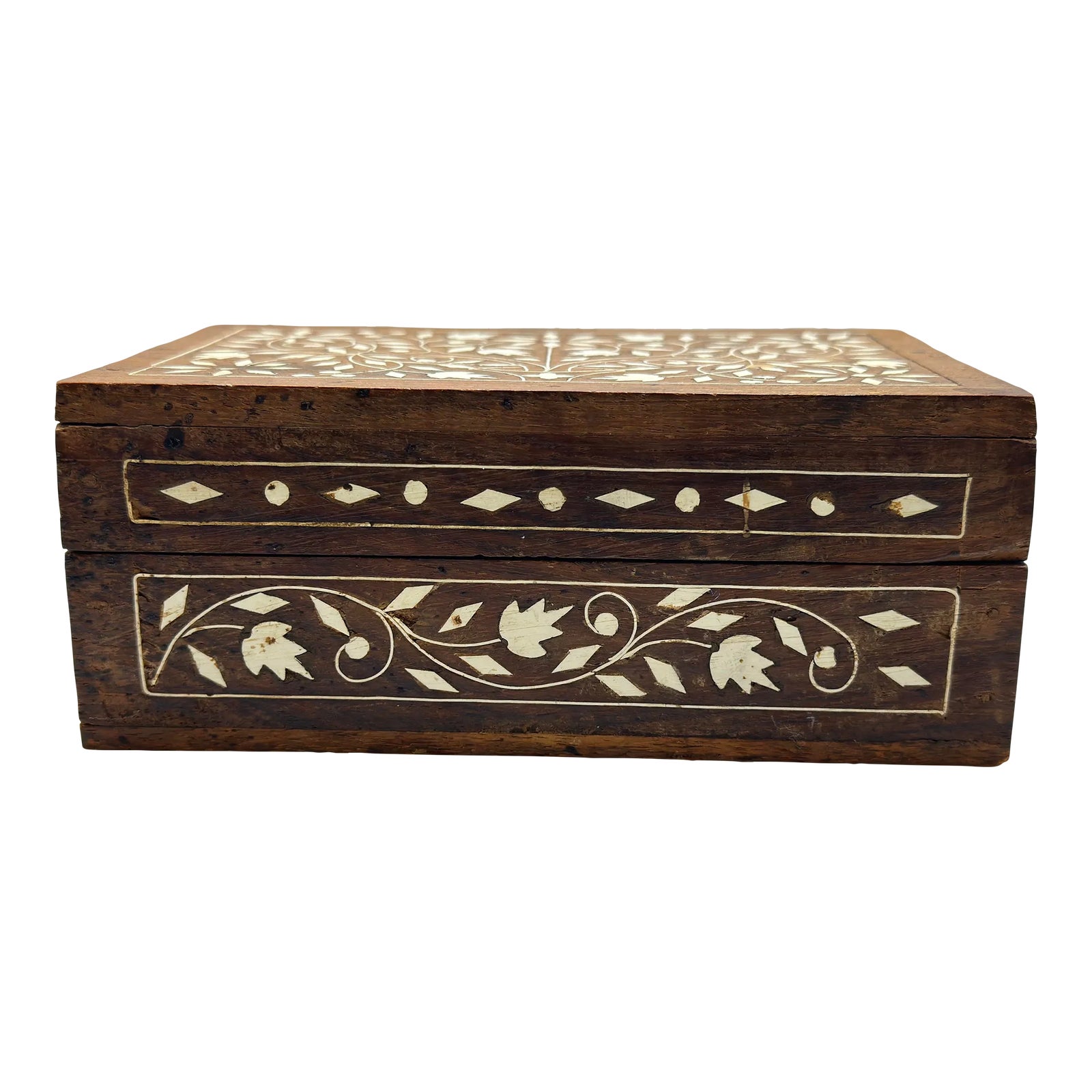 Indian Inlaid Wooden Box | Chairish